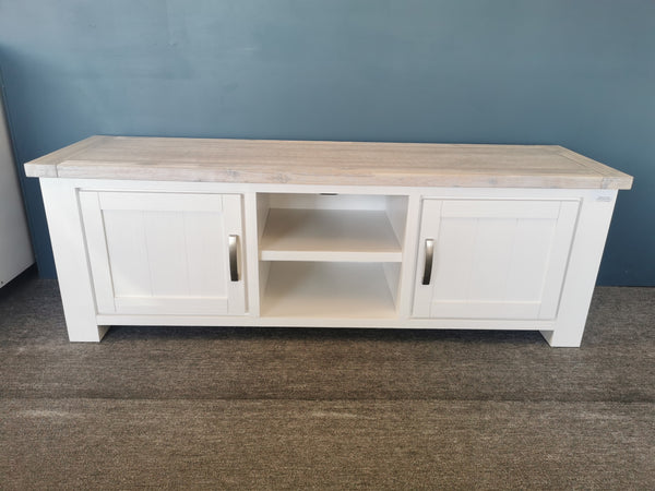 Ashland White Wash Solid Wooden TV Unit – New Moon Furniture